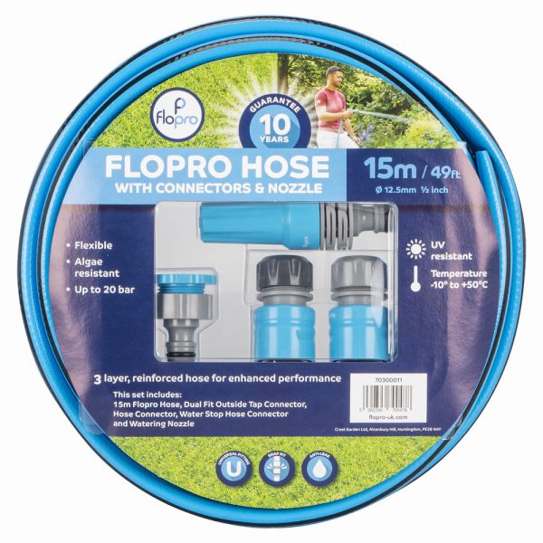 Flopro Hose 15m with Connectors & Nozzle - The Nunhead Gardener